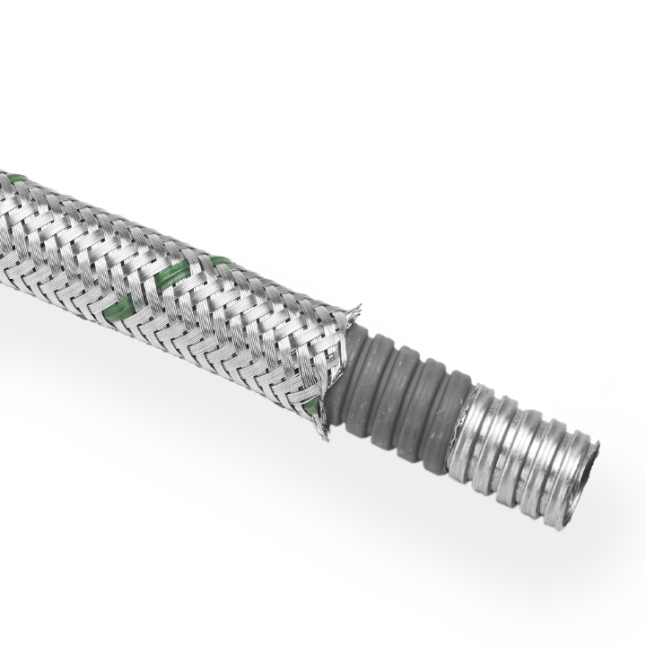 Simple interlocking metal flexible conduit coated in vacuum EVA ...